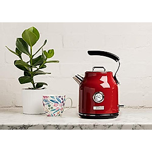 Haden Dorset Stainless Steel Electric Kettle - 1.7L (7 Cup) Tea Kettle with Auto Shut-Off and Boil-Dry Protection - Red