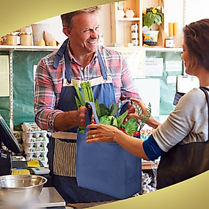 100 Pieces Reusable Totes Bag Set Non Woven Grocery Bag with Handles Fabric Portable Tote Bag Bulk for Shopping Events Party (Navy Blue)