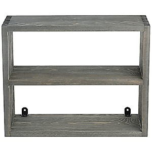 MyGift 2-Tier Small Wall Shelf, Vintage Gray Wood Hanging Display Floating Shelves