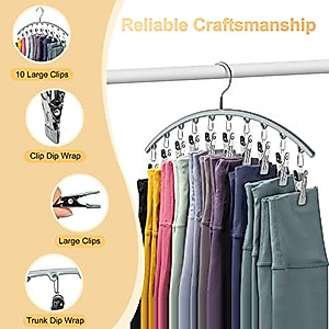 Volnamal Legging Organizer for Closet, Metal Yoga Pants Hanger w/Rubber Coated 2 Pack w/10 Clips Hold 20 Leggings, Hangers Space Saving Hanging Closet Organizer for Closet Organizers and Storage-Gray