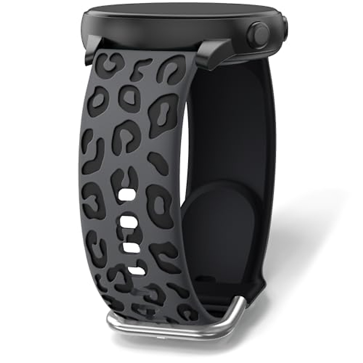 Upgraded Two-Tone Leopard Engraved Bands Compatible with Samsung Galaxy Watch 6/5/Watch 4 40mm 44mm for Women, Samsung Galaxy Watch 5 Pro 45mm/Galaxy Active 2/Galaxy Watch 3, 20mm Soft Silicone