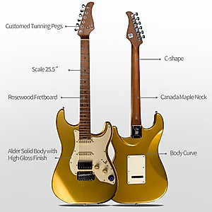 GTRS S801 Electric Guitar Maple Fretboard Intelligent Processor System Looper Classic Simulations 126 Guitar Effects 40 Drum Grooves Metronome Support APP Super Knob Wireless Footswitch Control