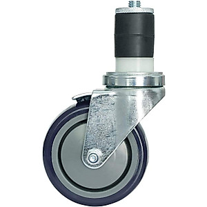 MySit 4 inch Work Table Caster Wheels for Commercial Kitchen Prep Tables, Expanding Stem Casters Set of 4 with Locking Brakes Fit Both 1-1/2" and 1-5/8" Leg Tube Adapter for Stainless Steel Worktable