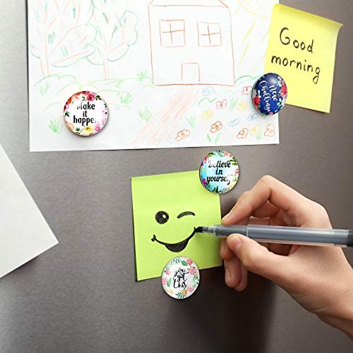 10 Pieces Inspirational Fridge Magnets Motivational Quote Magnets Glass Refrigerator Whiteboard Magnets for Classroom Office Home Locker Cabinet Dishwasher Photo Decor Supplies (Charming Pattern)