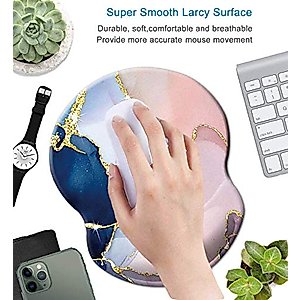 Mouse Pad with Wrist Support, Non Slip Mousepad Wrist Rest for Office, Computer, Laptop & Mac- Durable & Comfortable & Lightweight Ergonomic Support Mouse Mat (Pretty Marble-Wrist)