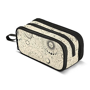 ALAZA Moon Phases Zodiac Pencil Case Nylon Pencil Bag Portable Stationery Bag Pen Pouch with Zipper for Women Men College Office Work