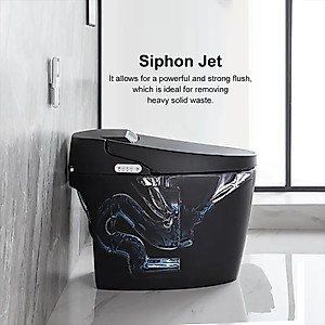 Weibath Smart Toilet with Bidet Built in,Black One-Piece Toilet Elongated Automatic Toilet Tankless Toilet with Auto Flushing Foot Sensor 1.28 GPF (Black, Automatic-US Plug)