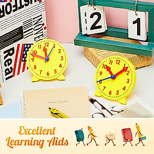 Henoyso 48 Pieces Teaching Clock Kit for Kids to Tell Time Mini Teaching Clock Bulk for Student Early Basic Math Skills Development Teacher and Classroom Supplies (4 Inch)