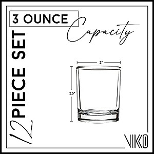 Vikko 2.75 Ounce Shot Glasses, Set of 12 Small Liquor and Spirit Glasses, Durable Tequila Bar Glasses For Alcohol and Espresso Shots (Canon)
