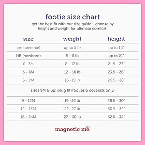 Magnetic Me Footie Pajamas Soft Modal Baby Unisex Sleepwear Quick Magnetic Fastener Sleeper Wind Chime 0-3 Months