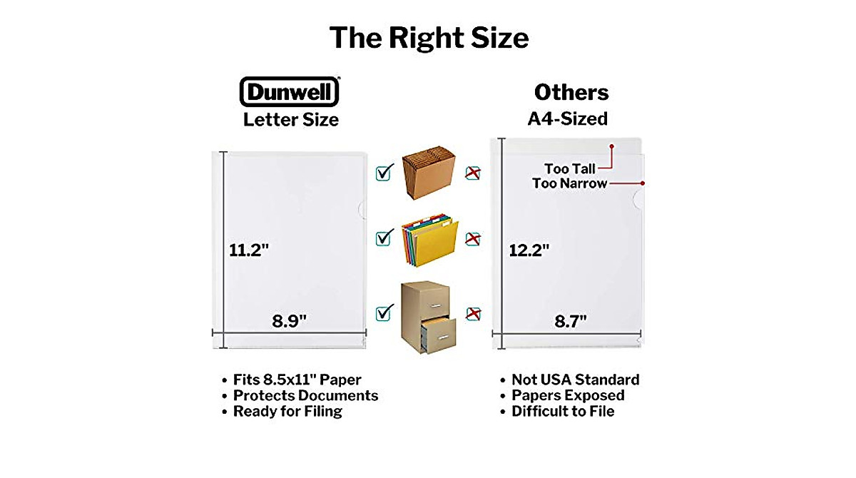 Dunwell Clear Plastic Project Sleeves 6 Pack - Clear Document Folders