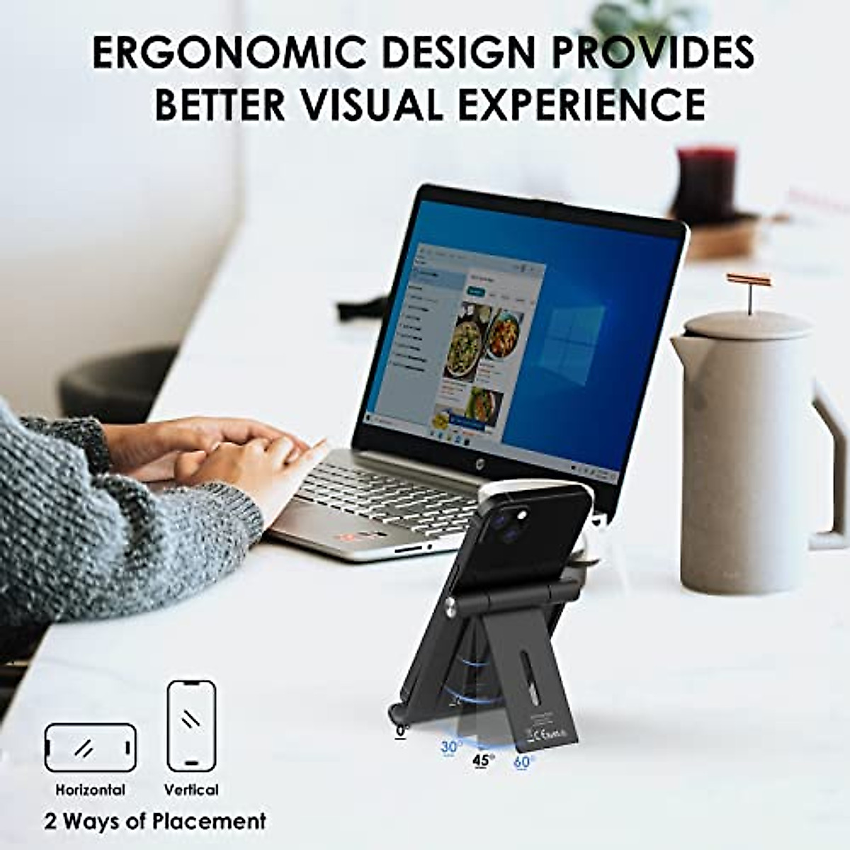 Minthouz Cell Phone Stand for Desk - 2 Pack Phone Holder Compatible with iPhone 14 13 12 Pro Max Mini 11 Xr 8 Plus SE, iPad Mini, Switch, Android Smartphone, Tablets