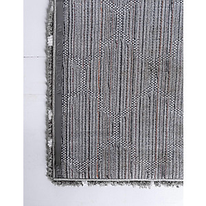 Unique Loom Rabat Shag Collection Area Rug - Marble (8' x 10' Rectangle, Gray/ Ivory)