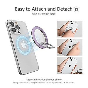 iRing Mag, Magnetic Phone Ring Holder, Kickstand, Grip for MagSafe, Wireless Charging Compatible with iPhone, Galaxy, and Other Smartphones with MagSafe Case (Pale Violet)