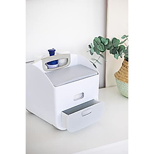 Ubbi Portable Diaper Changing Station Diaper Storage Caddy Organizer with Folding Changing Mat, Stores Baby Diapers, Wipes and Baby Accessories, Gray