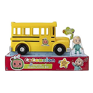 CoComelon Official Musical Yellow School Bus, Plays Clips from ‘Wheels on The Bus,’ Featuring Removable JJ Figure – Character Toys for Babies, Toddlers, and Kids