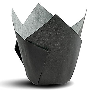 Tulip Baking Cupcake Liners: 100 Liner Count Cupcake and Muffin Wrappers (Charcoal Black)