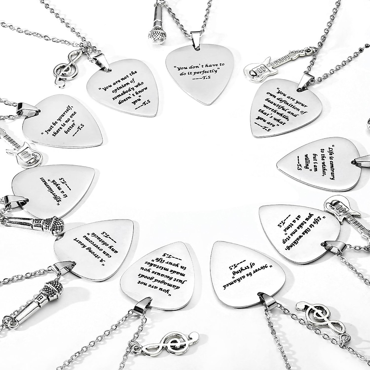 COTATI Quotes Guitar Pick Necklace Outfits Jewelry Accessories Inspired Fans Gift Merch (You are your own definition of beautiful and worthwhile)