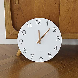 mooas Flatwood Wall Clock, 12" Wood Wall Clock Non-Ticking Sweep Movement Decorative Wall Clock Battery Operated Wall Clock Clock for Home Living Room Kitchen Bedroom Office School Hotel