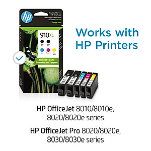 HP 910Xl (6Za58an) Ink Cartridges (Cyan Magenta Yellow Black) 5-Pack in Retail Packaging