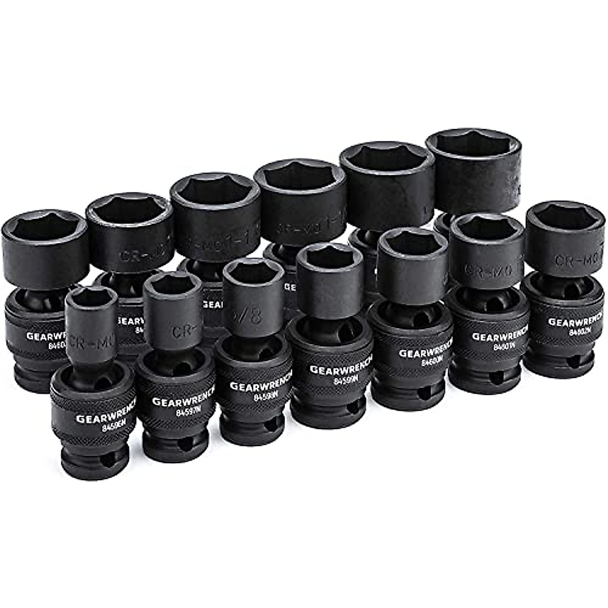 GEARWRENCH 13 Pc. 1/2" Drive 6 Pt. Standard Universal Impact Socket Set, SAE - 84938N