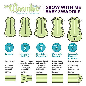 Woombie Grow with Me Baby Swaddle, Convertible Swaddle Fits Babies 0-9 Months, Expands to Wearable Blanket for Babies up to 18 Months, Dream On
