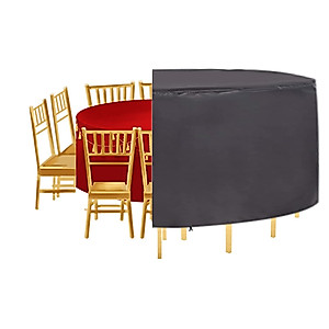 Round Garden Furniture Covers 43x28in, Protects the Furniture From Damage, Waterproof, 420D Patio Furniture Protector Cover, for Outdoor Furniture, Patio Table