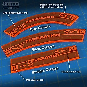 LITKO Space Fighter 2nd Edition Maneuver Gauge Set | Movement Tools | Compatible with Star Wars X-Wing | Set of 11 (Scum)