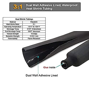 TKDMR 10pcs 1/0 AWG-3/8" Battery Lugs,Heavy Duty Wire Lugs,Ring Terminals,Battery Cable Ends,0 Guage terminals,Battery Terminal Connectors with 10pcs 3:1 Heat Shrink Tubing