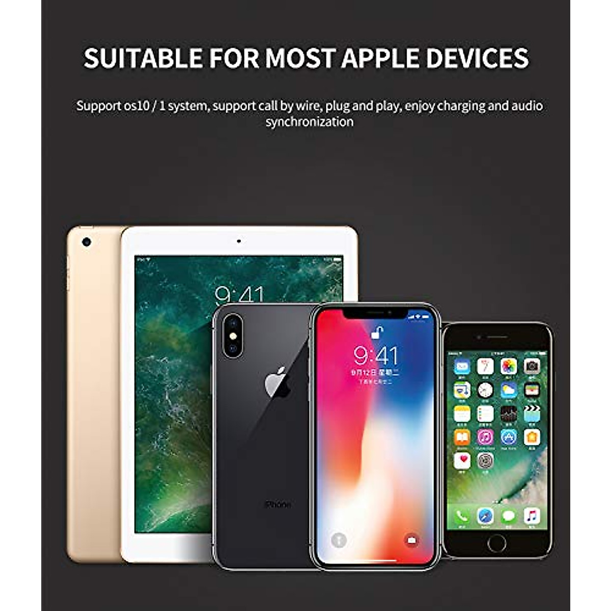 Headphone Adapter Lightning to Audio Jack and Charger Extender Earphone Charging Splitter Compatible with iPhone 11 12Mini pro max xs xr x se2 7 8plus for ipad air Cable Converter Apple MFI Certified