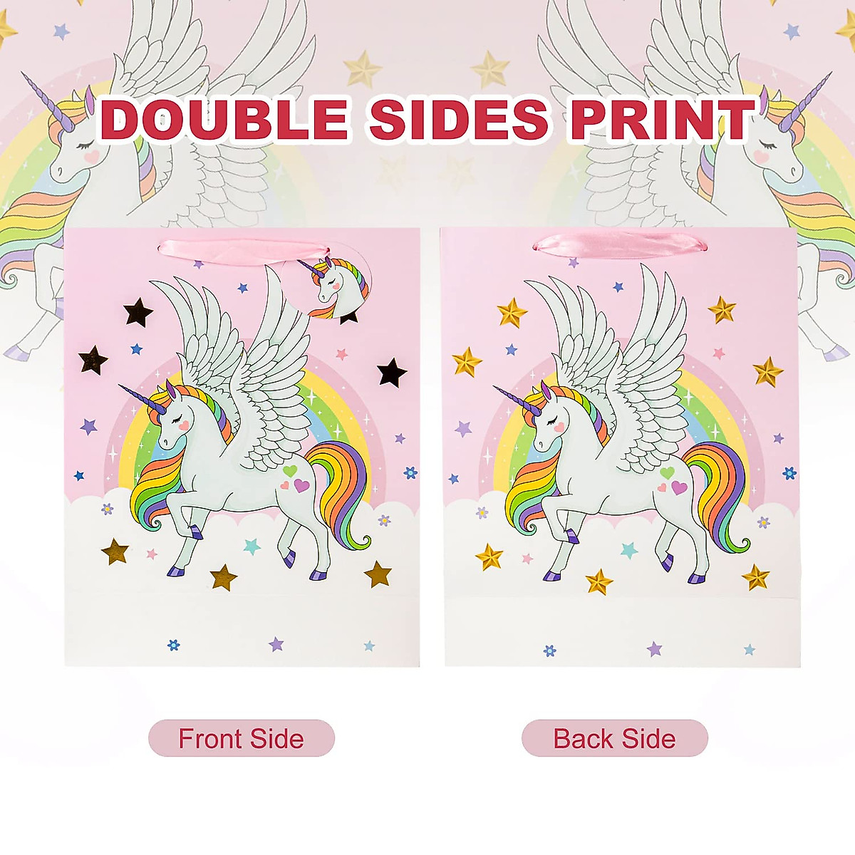 13" Large Gift Bag for Girls and Kids Birthday Baby Shower with Tissue Paper 1-Pack (Unicorn)