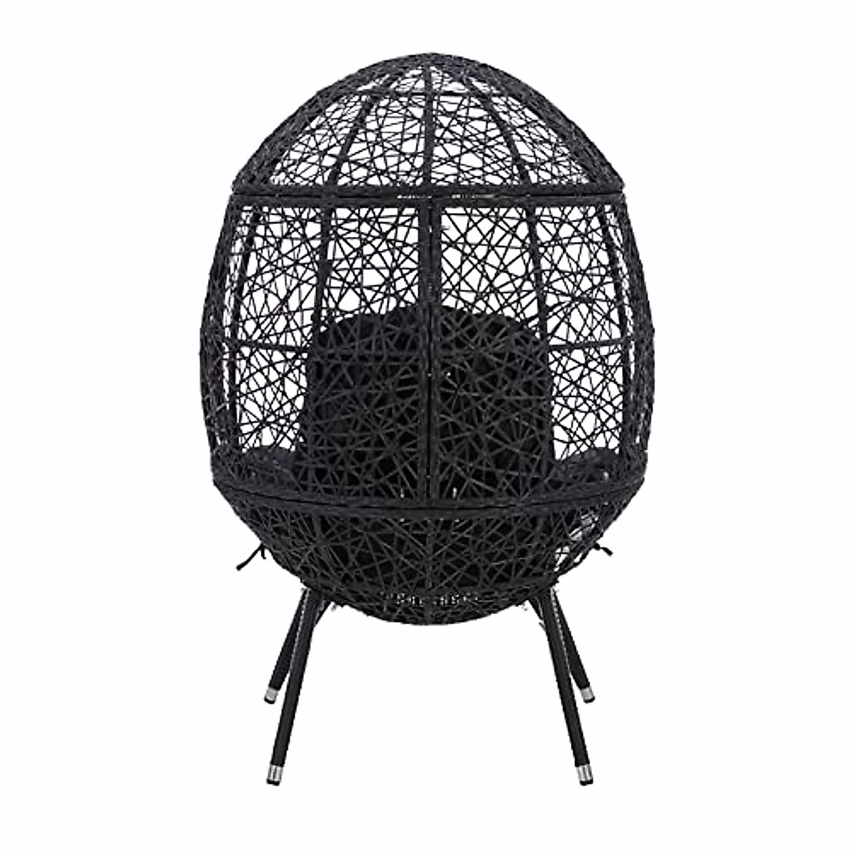 Linon Cloyd Metal Indoor Outdoor Round Chair in Black