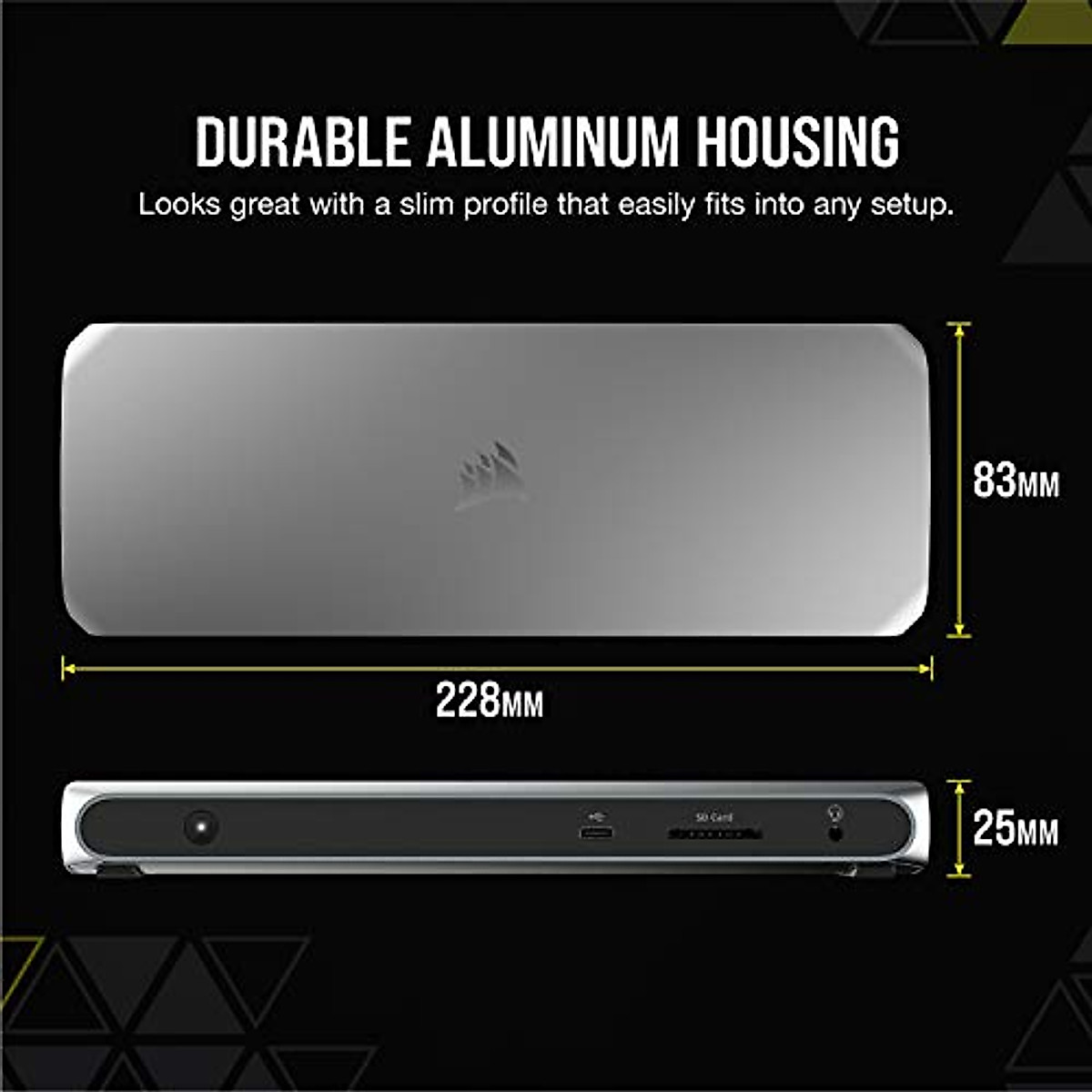 Corsair TBT100 Thunderbolt™ 3 Dock – 85W charging, Dual 4k 60Hz Support, 2x HDMI, 40Gb/s ,USB-C Gen 2 (15W) x2, USB-A 3.1 (7.5W) x2, Gigabit Ethernet – For Mac and PC laptops