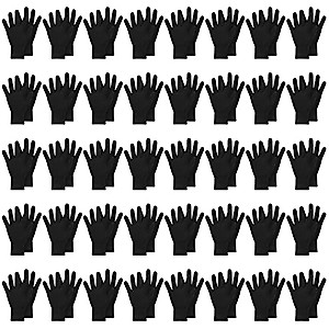 Seematn 50 Pairs Bulk Winter Magic Gloves, Knitted Winter Warm Gloves, Thick Knit Gloves for Adult Men Women Homeless Unisex (Black)