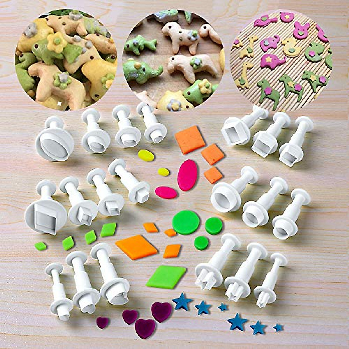 OGORI 20pcs Mini Fondant Cutters Cookie Cutters Sugarcraft Cake Decorating Tools, Square/Round/Heart/Oval/Five-Pointed Star/Diamond