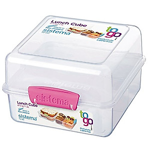 Sistema To Go Collection Lunch Cube Compact Food Storage Container, 5.9 Cup, Color Varies | Great for Meal Prep | BPA Free, Reusable