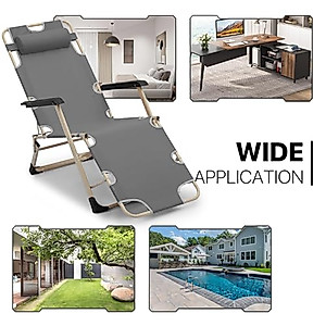 MoNiBloom Patio Folding Lawn Lounge Chairs Outdoor Lounger Camp Reclining Chair with Dilated Armrest and Adjustable Headrest for Poolside Backyard Beach, 330lbs Capacity