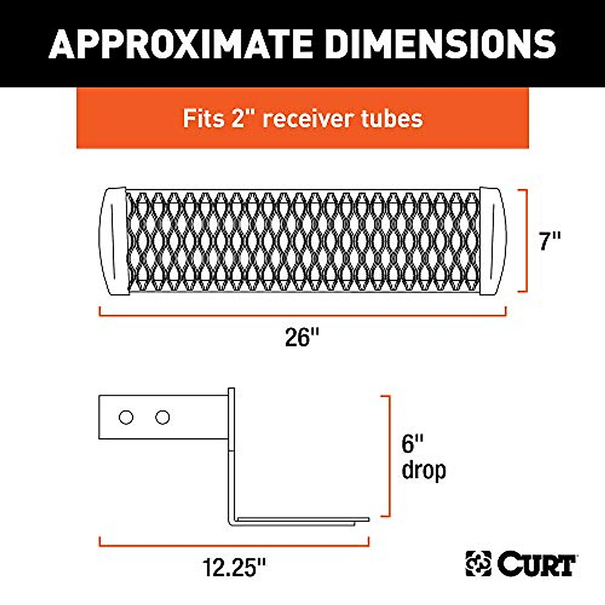 CURT 32002 Grip Step 26-Inch Hitch Step for 2-Inch Receiver, 6-Inch Drop