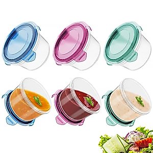 Freshmage® Salad Dressing Container To Go, [6 Pack] 2.7oz Small Condiment Containers with Leakproof Lids for On-the-Go Meals, Reusable Sauce Containers BPA-Free
