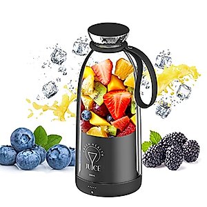 OTPEIR Portable Blender, 2400mAh Personal Size Blender with 6 Blades Type-C Rechargeable Juice Blender for Smoothies, Milkshakes, 500ml/17.6oz - Black