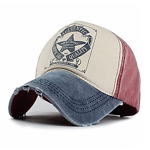 YULOONG Vintage Baseball Cap Washed Denim Trucker hat Fashion Pentagram Star Pattern Outdoor Sun Hat 100% Cotton Unisex D