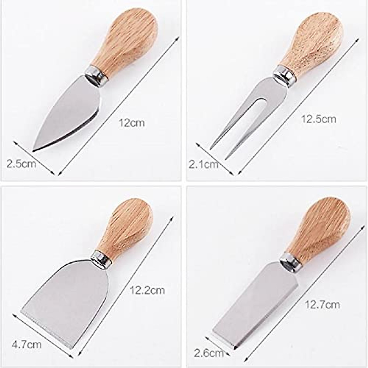NC 4PCS in Wood Handle Stainless Steel Butter Cheese Pizza Cutter Fork Kitchen Craft Cutting Tool Set