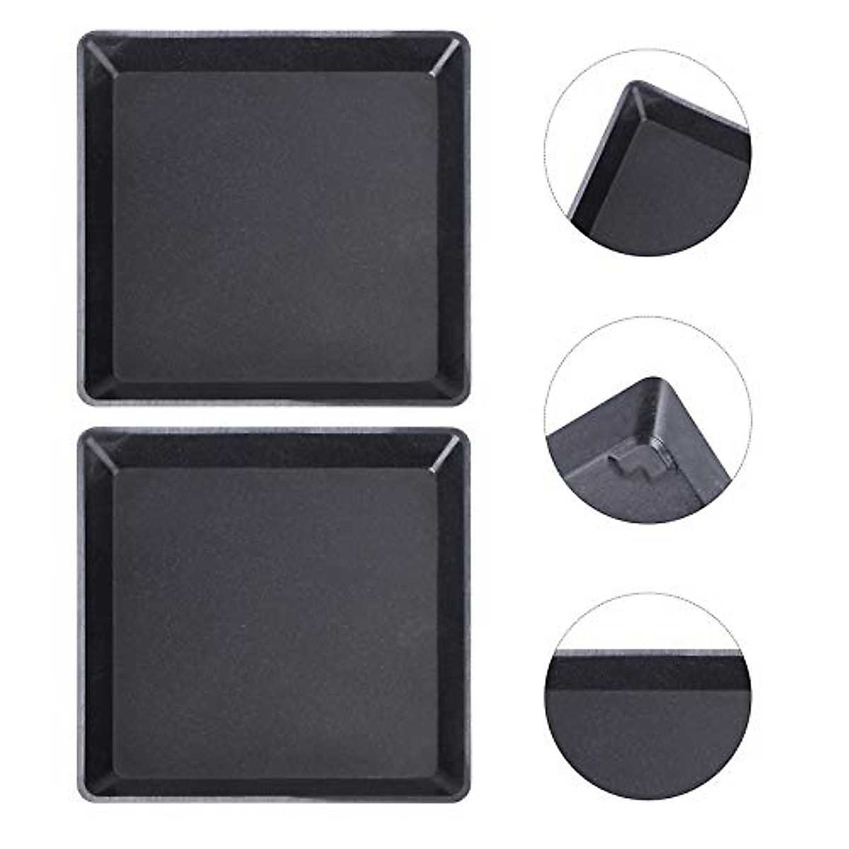 DOITOOL 2pcs Plant Saucer Plastic Plant Tray Flower Pot Saucer Square Saucer for Indoors Outdoor Garden Plant Container Accessories 4.9 Inch Black