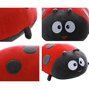 Cute 15.7 Inch Ladybug Stuffed Animals,Ladybird Plush Toys Pillow Anime Lady Beetle Plushie Hugging Pillow Ladybug Doll Gift for Kids and Lovers in Birthday, Christmas, Valentine's Day...