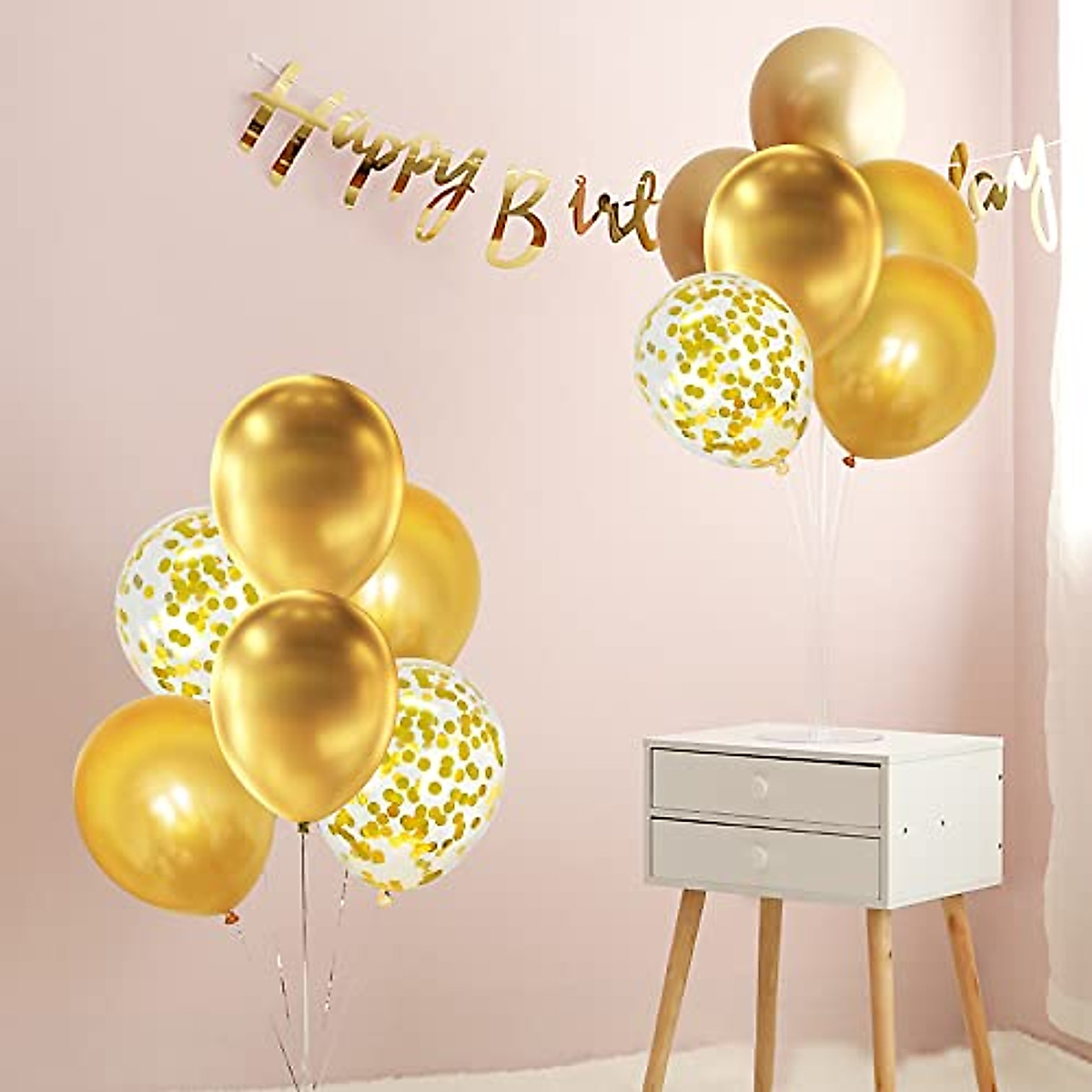 105pcs Matte Balloons and Confetti Balloons with 18 Inch + 12 Inch + 10 Inch + 5 Inch Latex Party Balloons for Gender Reveal Wedding Engagement Birthday Bridal Shower Party Decorations (Gold)