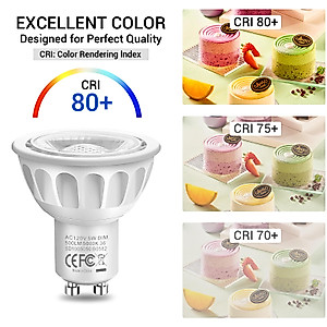 GU10 LED Bulb Dimmable, 50W Halogen Equivalent, 5000K Daylight White Natural Light Bulbs, 500LM White Light Bulbs Replacement for Recessed Track Living Room Bathroom Lighting, 5W 12 Pack