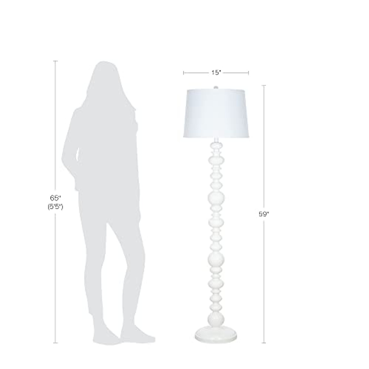 Catalina Lighting 59" Balustraude Wood-Look Floor Lamp, Glossy White