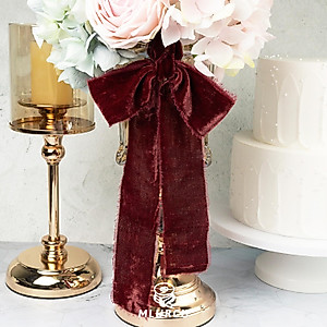 Mlurcu Silk Velvet Ribbon 2 Inch Handmade Frayed Fringe Ribbon Rustic Boho Raw Edge Fabric Ribbons for Wedding Vow Books Invitations Bridal Bouquets Gift Wrapping Christmas Baby Shower Decorations