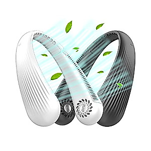 Aeergured Portable Neck Fan 2 Pack, Hands Free Personal Bladeless Fan with 3 Speeds, Adjustable USB Neckband Fans Battery Operated Wearable Fan, 360° Cooling Rechargeable Hanging Neck Fan