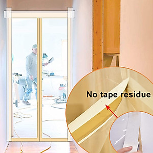 Dust Barrier, Plastic Zipper Door Dust Protection Kit, Construction Door Cover with Zipper for Kitchen, Bathroom, Hallway Remodel, Fit Standard Doorway 4'W x 7.5'H (4' x 7.5')